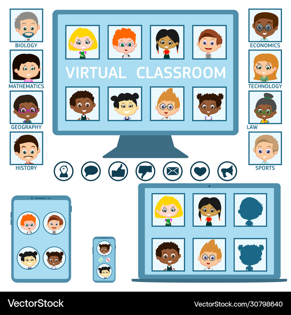 Online class for home education Royalty Free Vector Image