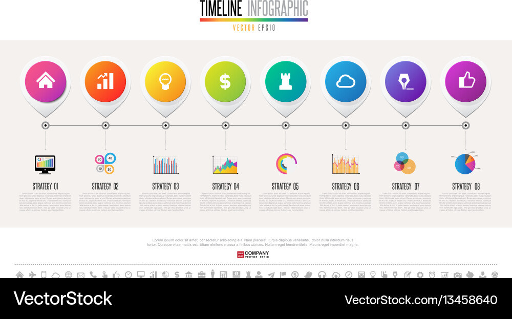 Timeline infographics design template Royalty Free Vector
