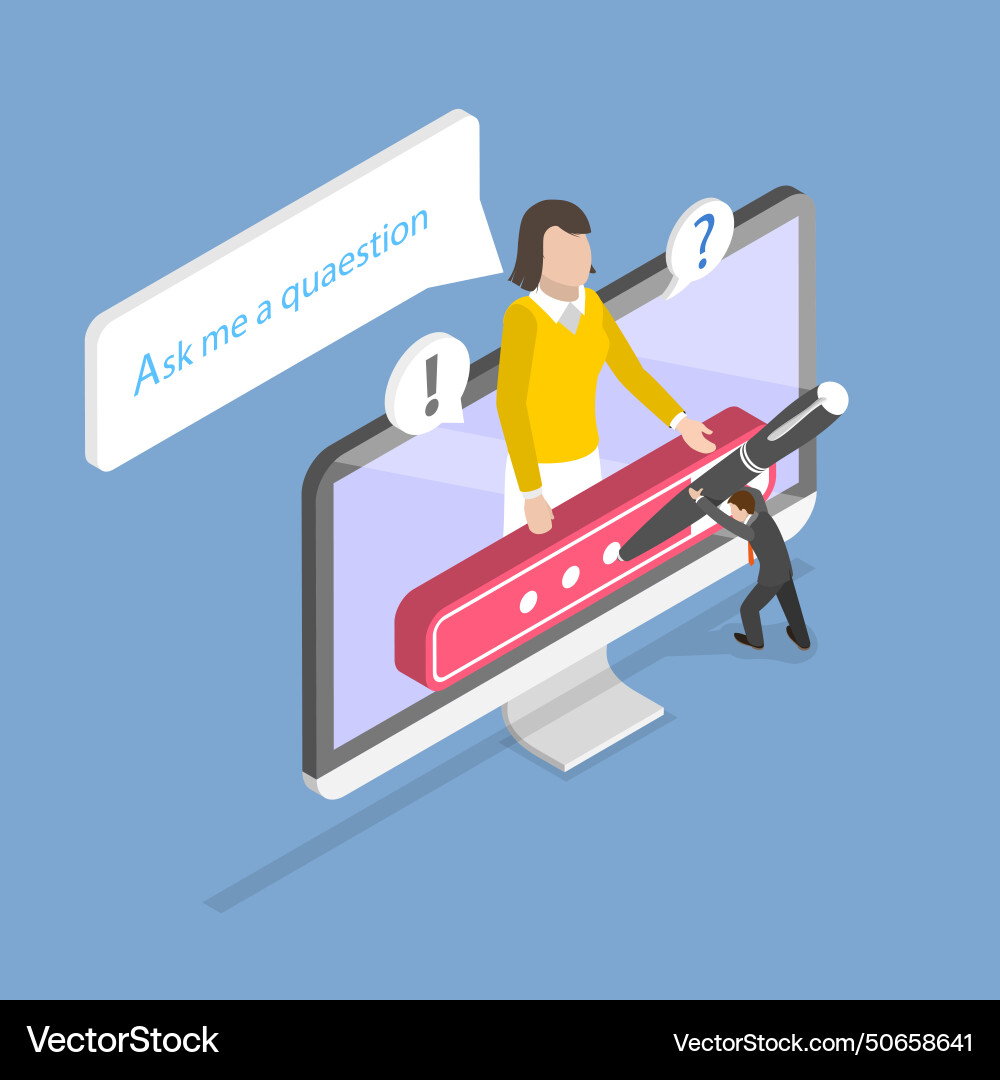 3d isometric flat of ask me Royalty Free Vector Image