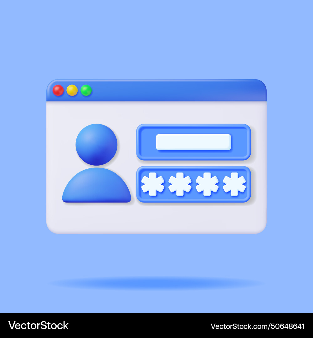 3d user login form page Royalty Free Vector Image