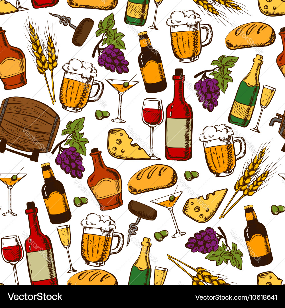 Alcoholic drinks and cocktails seamless pattern Vector Image