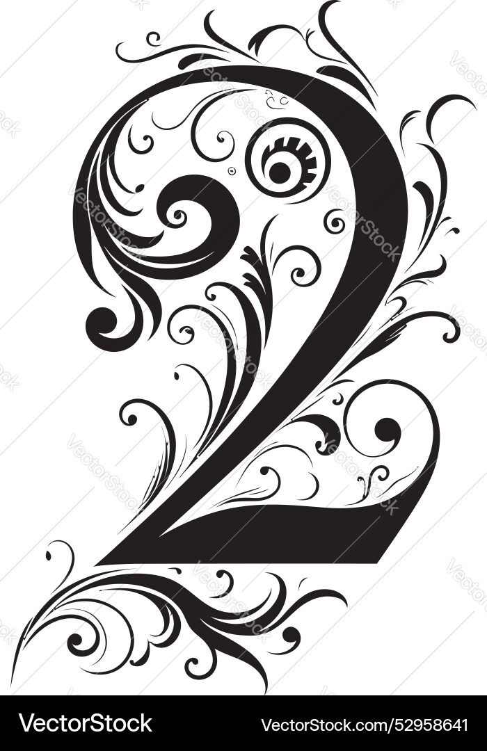 Artisanal accents handcrafted letter 2 typeface Vector Image