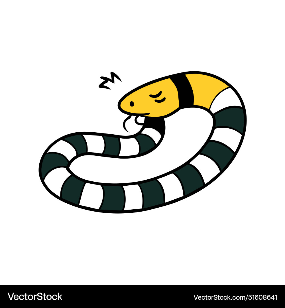 Banded krait snake sleeps icon Royalty Free Vector Image