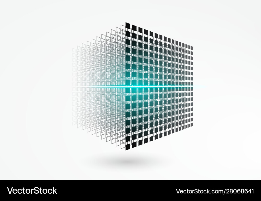 Blockchain technology big data cube 3d geometric Vector Image