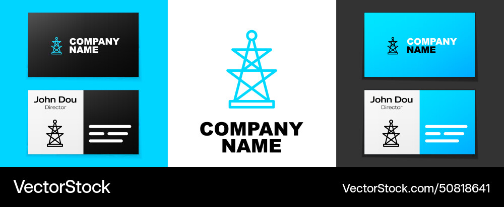 Blue line electric tower used to support Vector Image