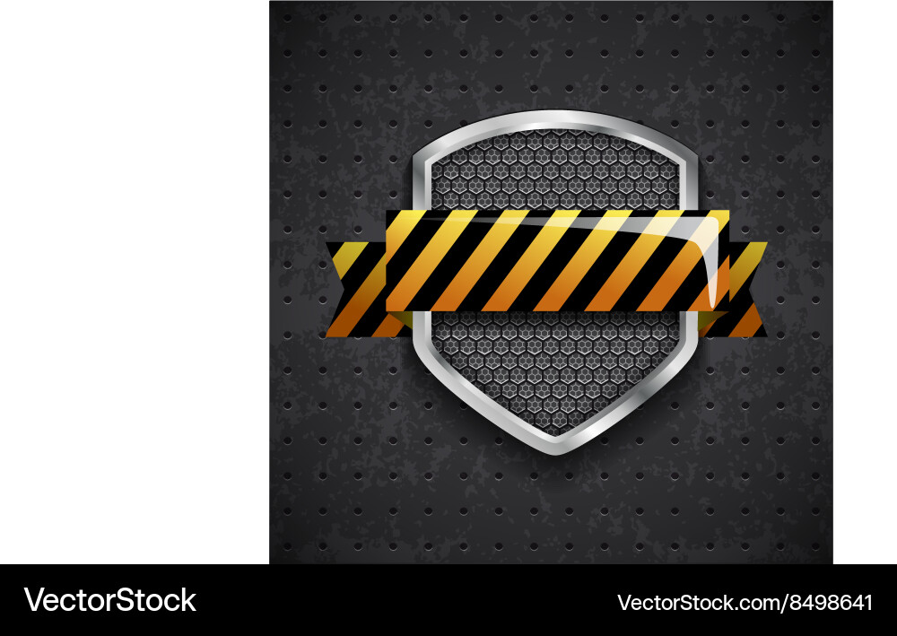Danger metal shield with black grille Royalty Free Vector