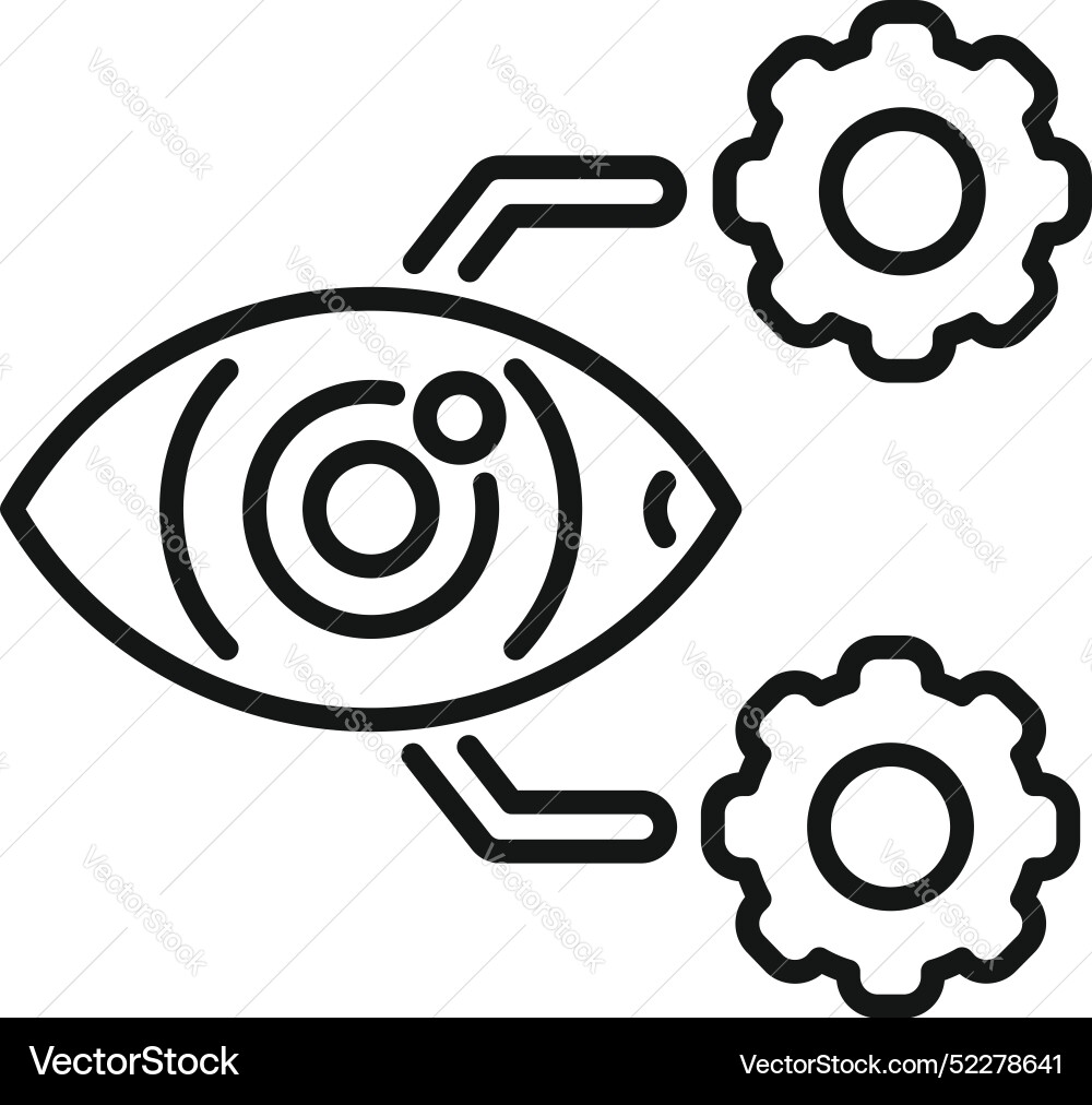 Human eye connected to gears showing concept Vector Image