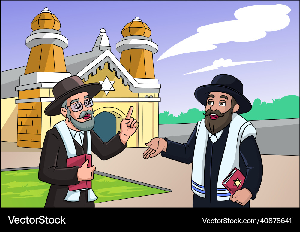 Jews outside a synagogue Royalty Free Vector Image