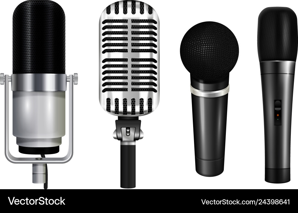 Professional microphones realistic set Royalty Free Vector