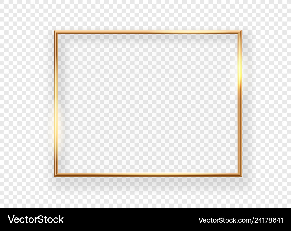 Realistic gold horizontal shining photoframe Vector Image