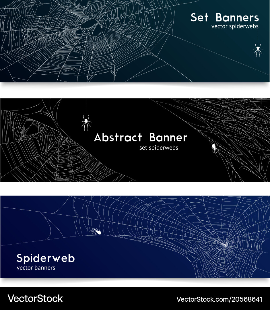 Realistic spider web cobweb banners Royalty Free Vector