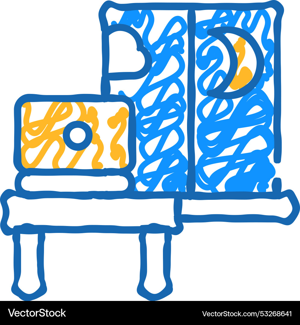 Working home at night icon doodle Royalty Free Vector Image