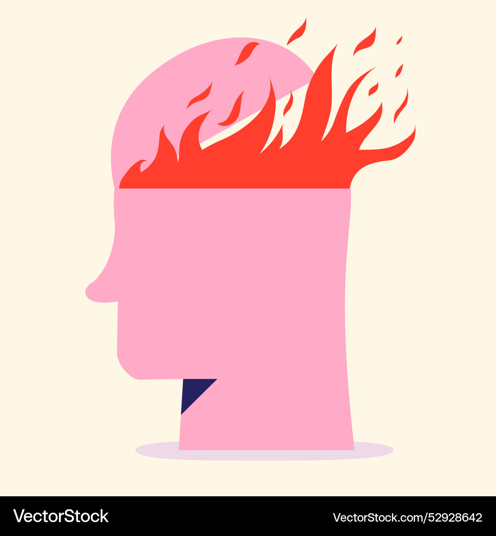 Head man burn concept Royalty Free Vector Image