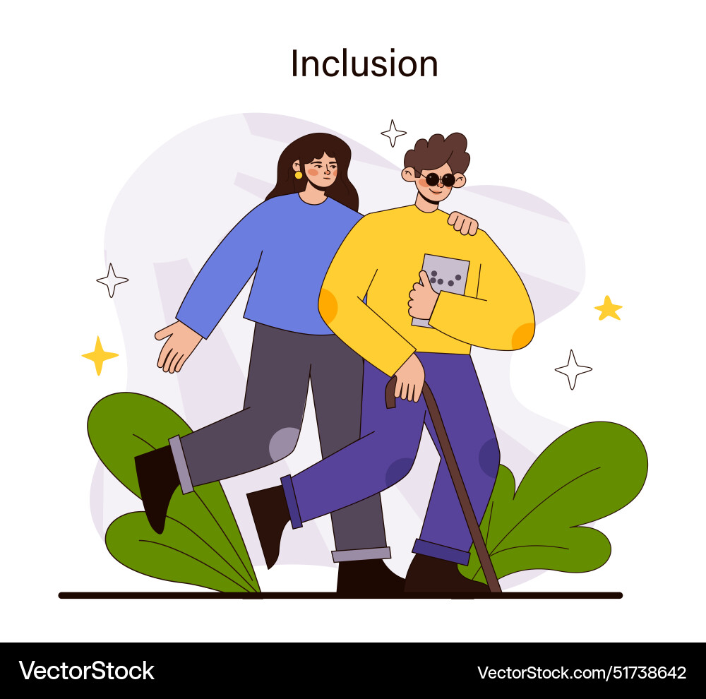 Inclusion concept joyful companionship Royalty Free Vector
