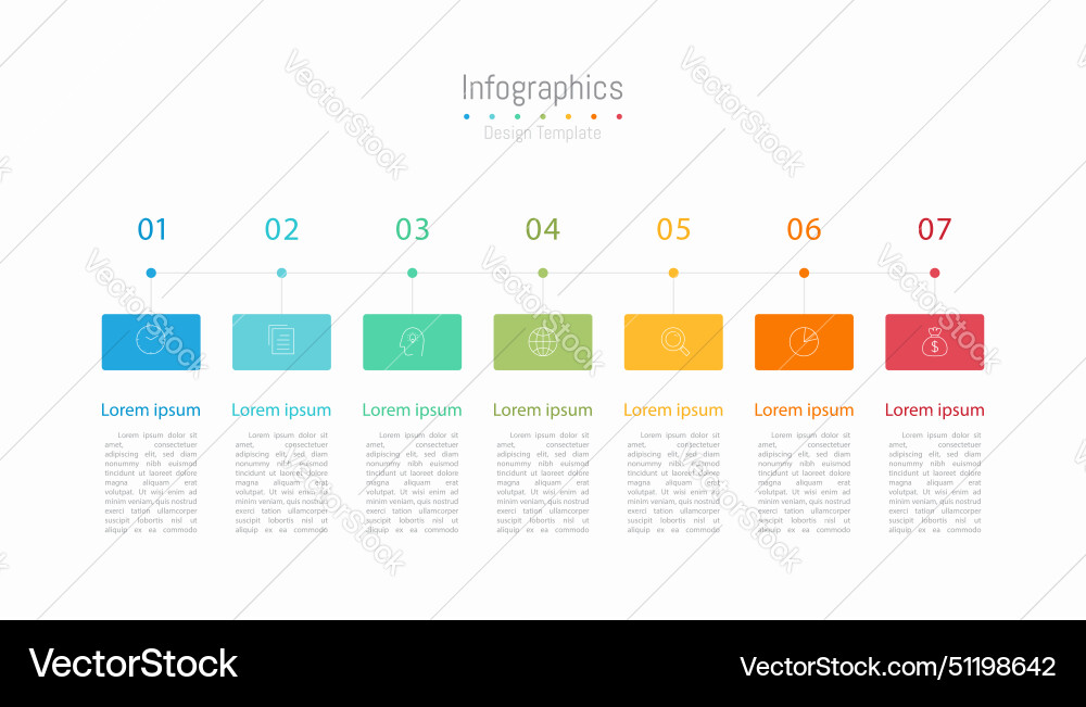 Infographic 7 options design elements Royalty Free Vector