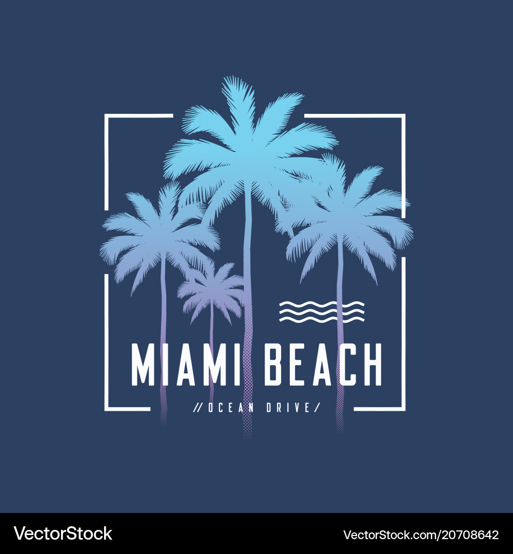 Miami Beach Ocean Drive Tee Royalty Free Vector Image