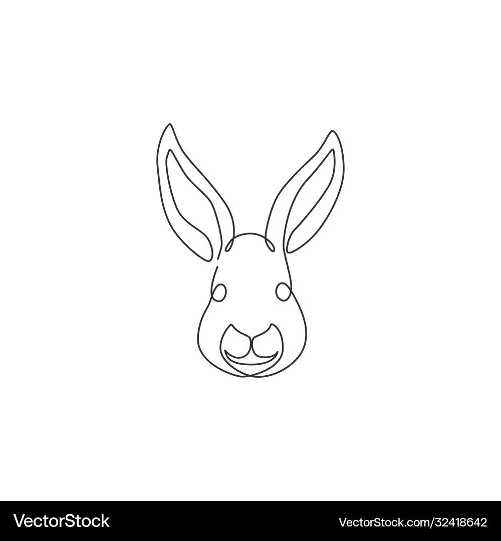 One continuous line drawing adorable rabbit Vector Image