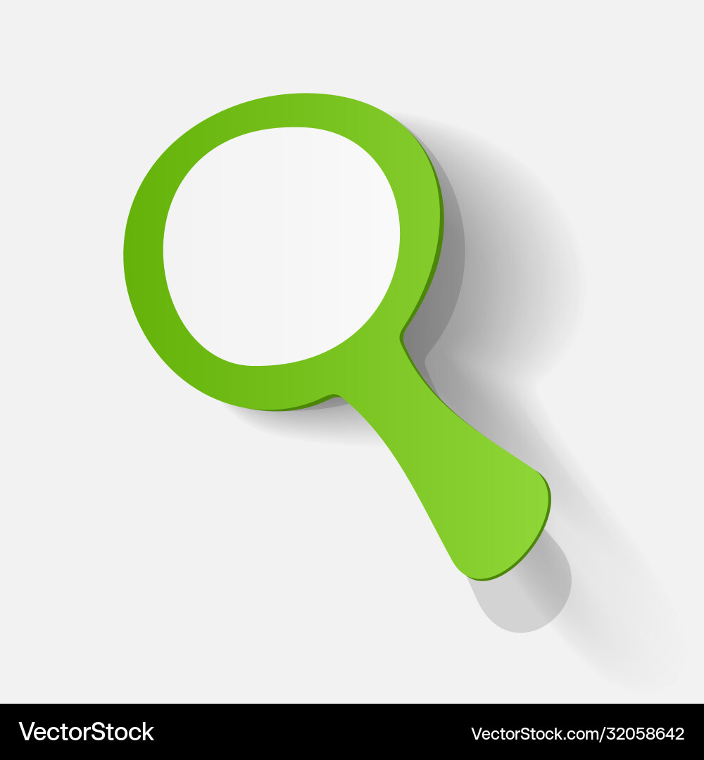 Paper clipped sticker search magnifier Royalty Free Vector