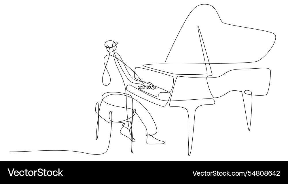 Pianist playing piano continuous one line drawing Vector Image