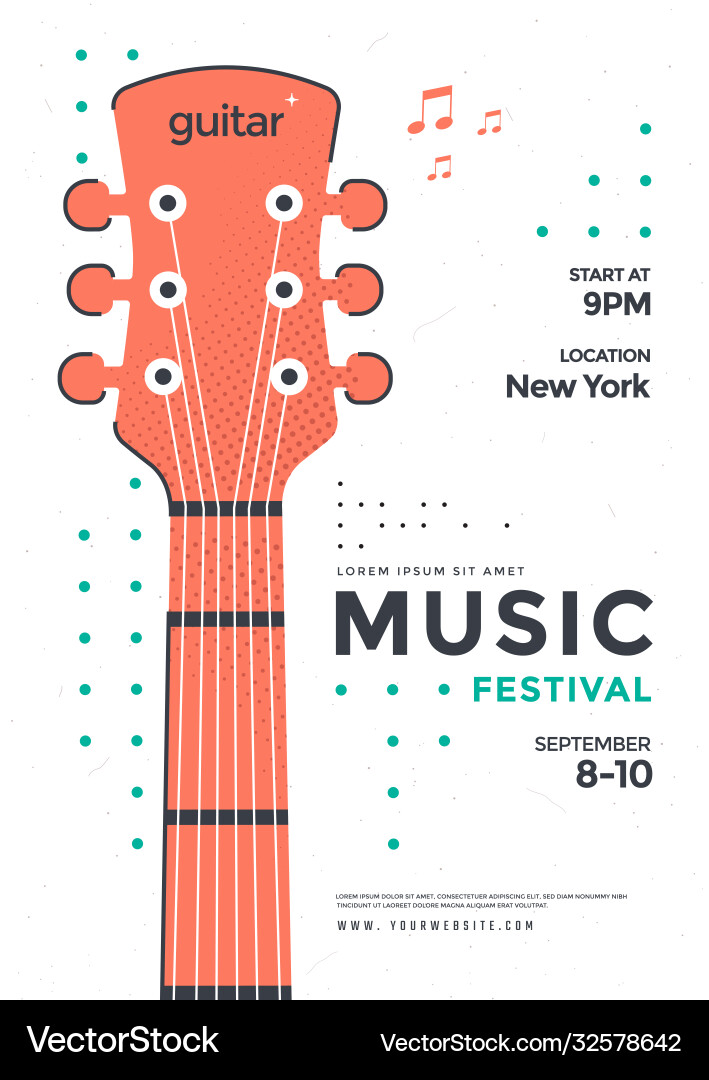 Rock poster design with stylized guitar Royalty Free Vector