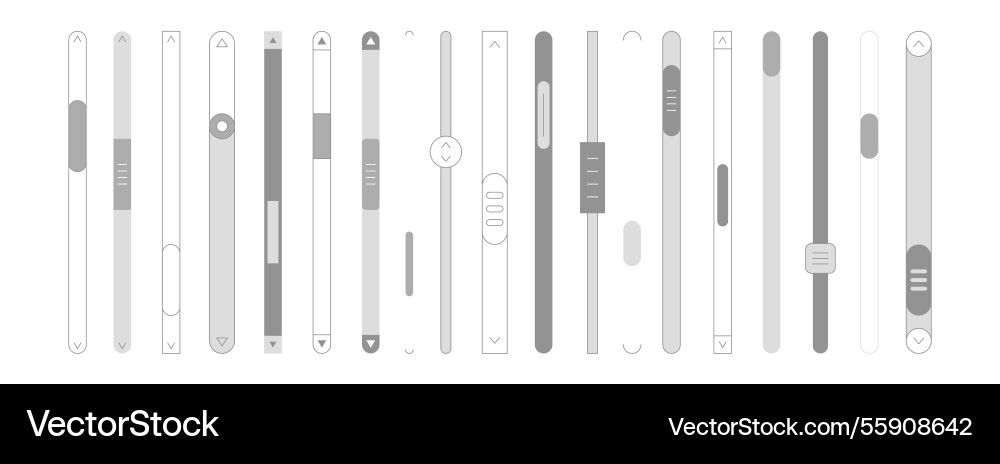 Set of scroll bars volume or brightness Royalty Free Vector