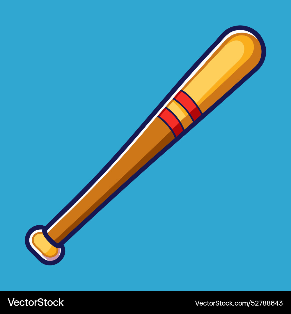 Baseball stick cartoon icon Royalty Free Vector Image