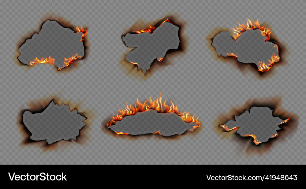 Burning Paper Flames - Fire Holes Royalty Free Vector Image