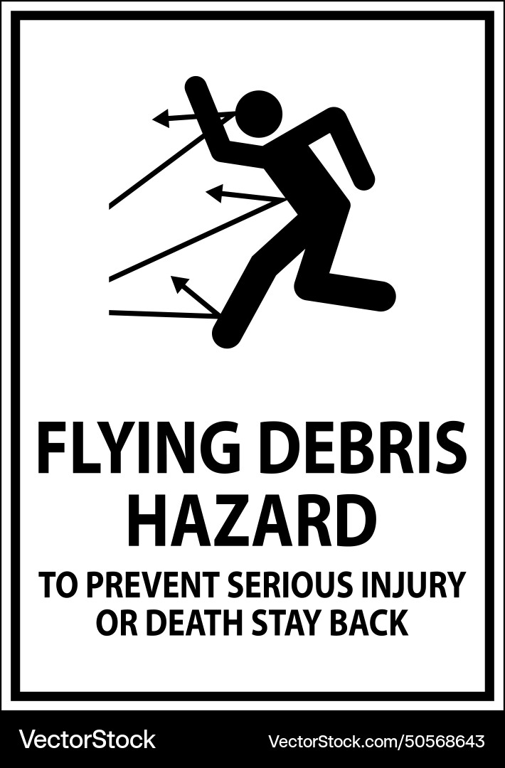 Danger sign flying debris hazard - to prevent Vector Image