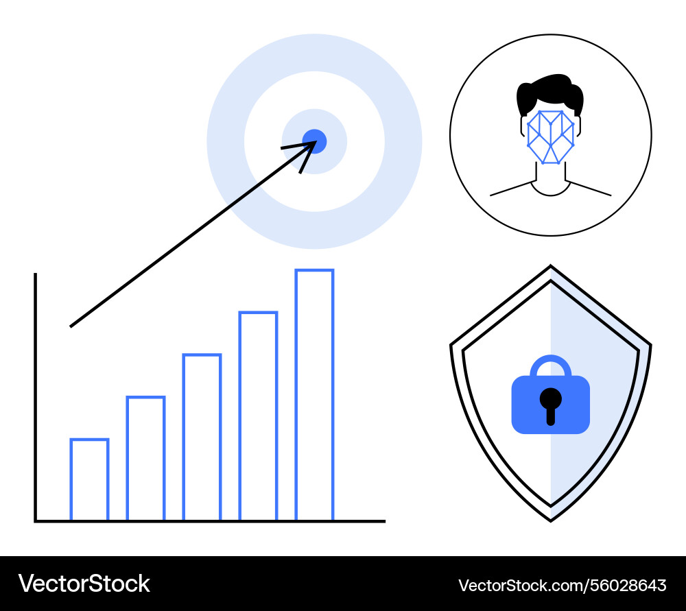 Data growth chart target achievement facial Vector Image