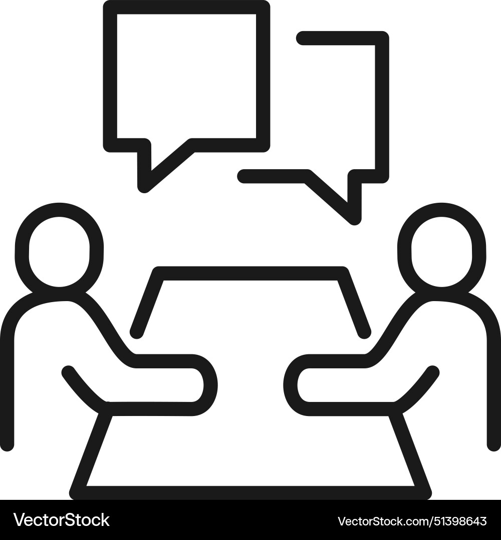 Dialogue meeting icon people at table with bubble Vector Image