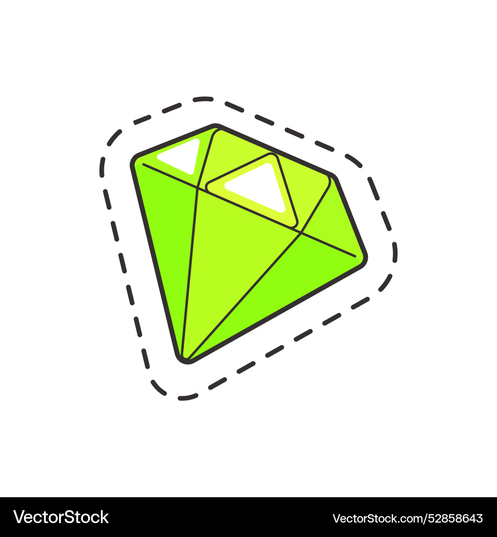 Green gem sticker Royalty Free Vector Image - VectorStock