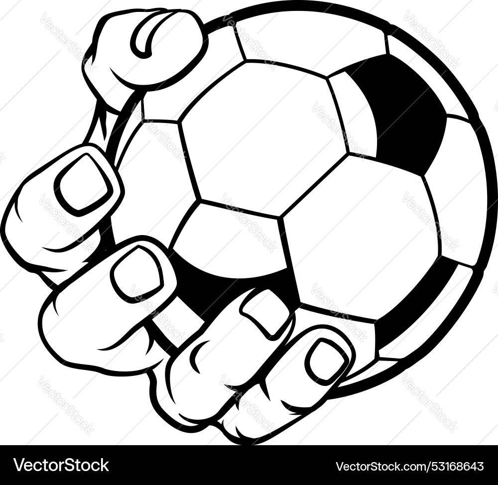 Hand holding soccer ball Royalty Free Vector Image