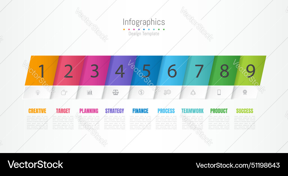 Infographic 9 options design elements Royalty Free Vector