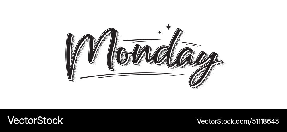 Monday lettering modern banner with week day text Vector Image