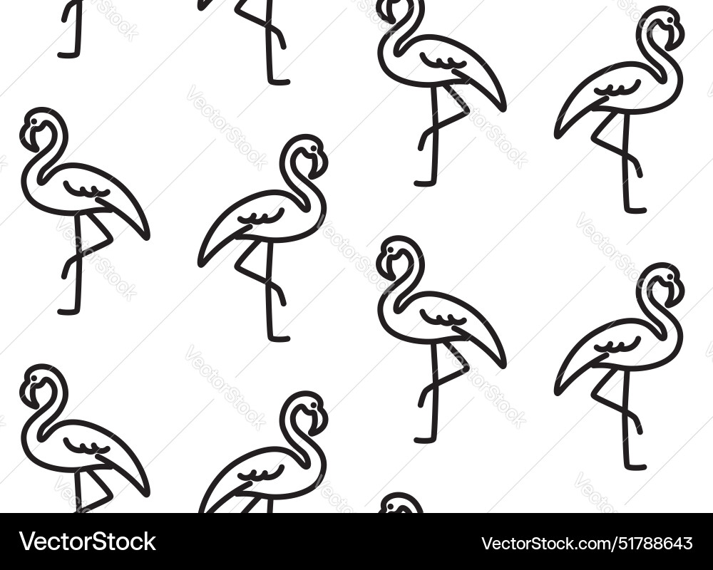 Outline flamingo pattern Royalty Free Vector Image