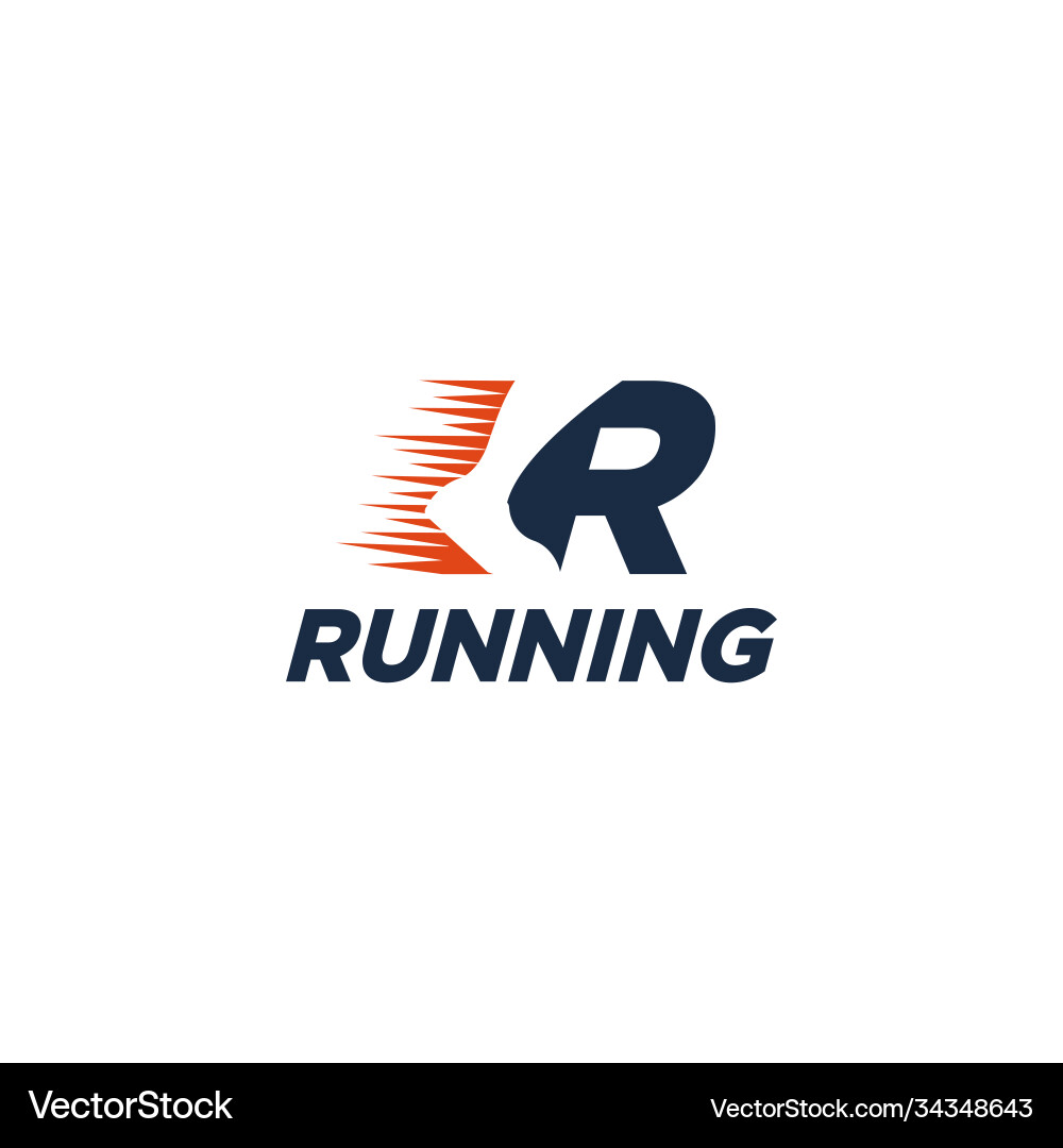 R for run logo running Royalty Free Vector Image