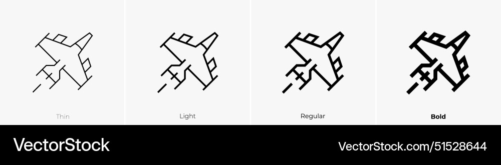 Fighter jet icon thin light regular and bold Vector Image