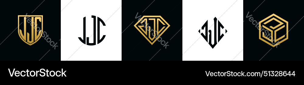 Initial letters jjc logo designs bundle Royalty Free Vector