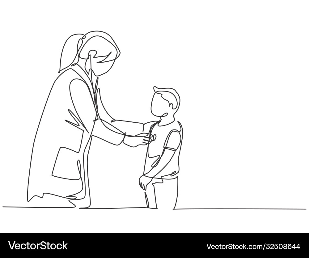 One single line drawing female pediatric Vector Image