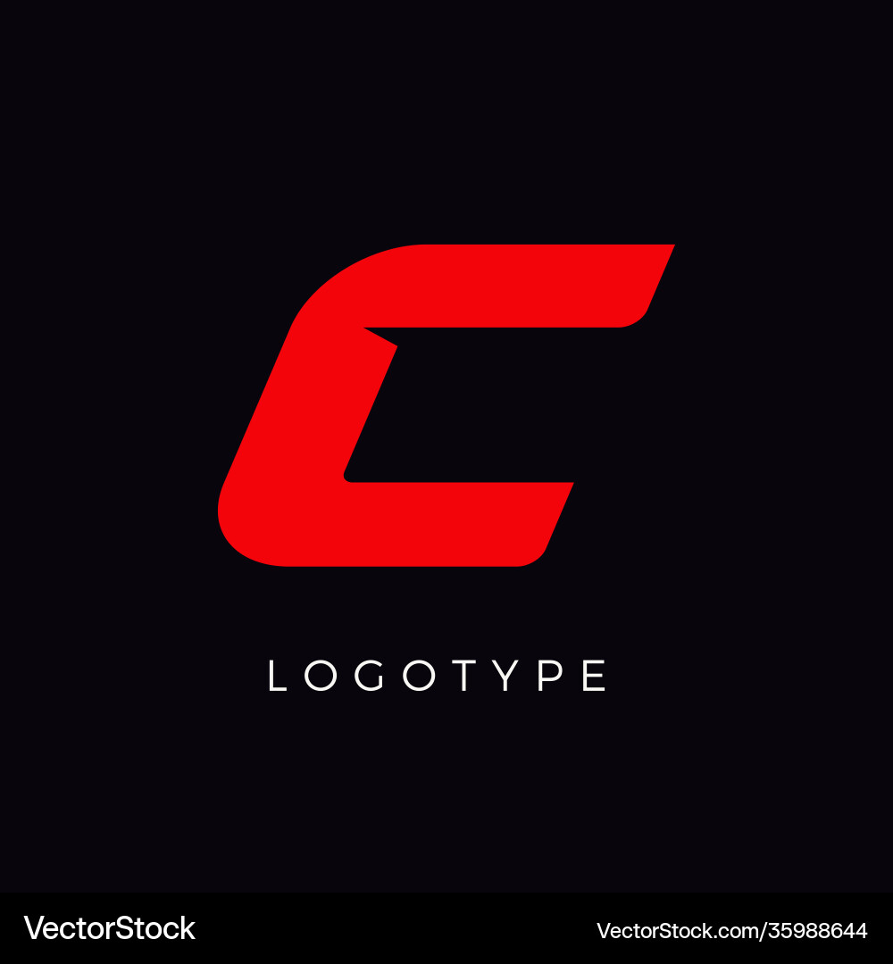 Speed letter c red race monogram logo italic Vector Image