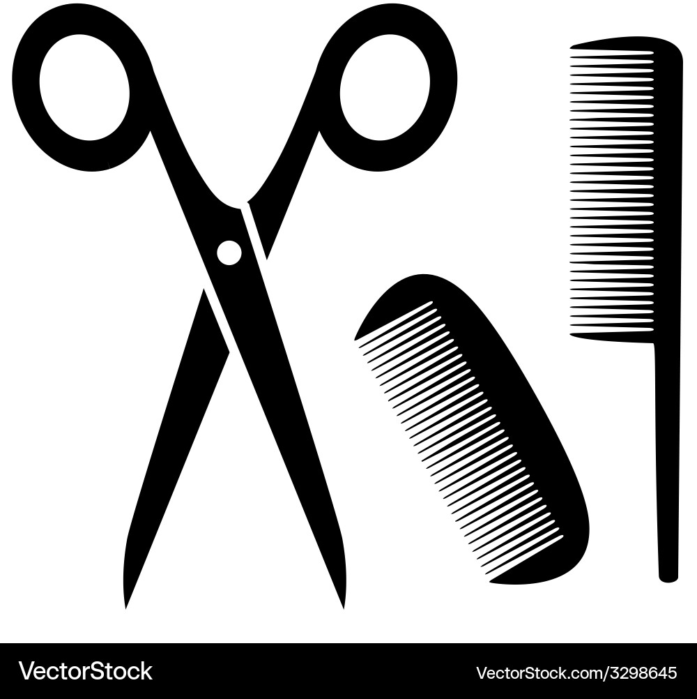 Barber tools icon with scissors and comb Vector Image