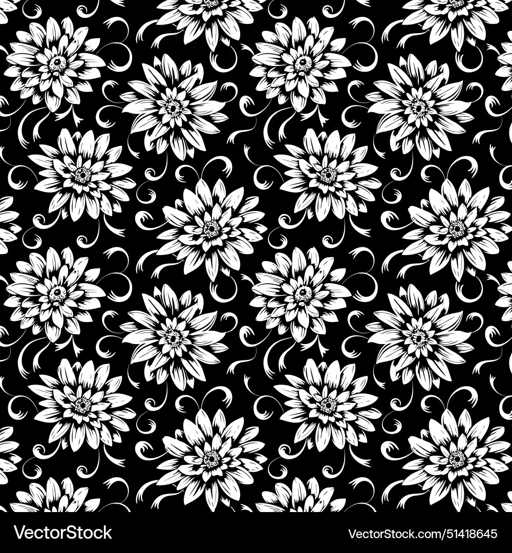 Black and white floral pattern Royalty Free Vector Image