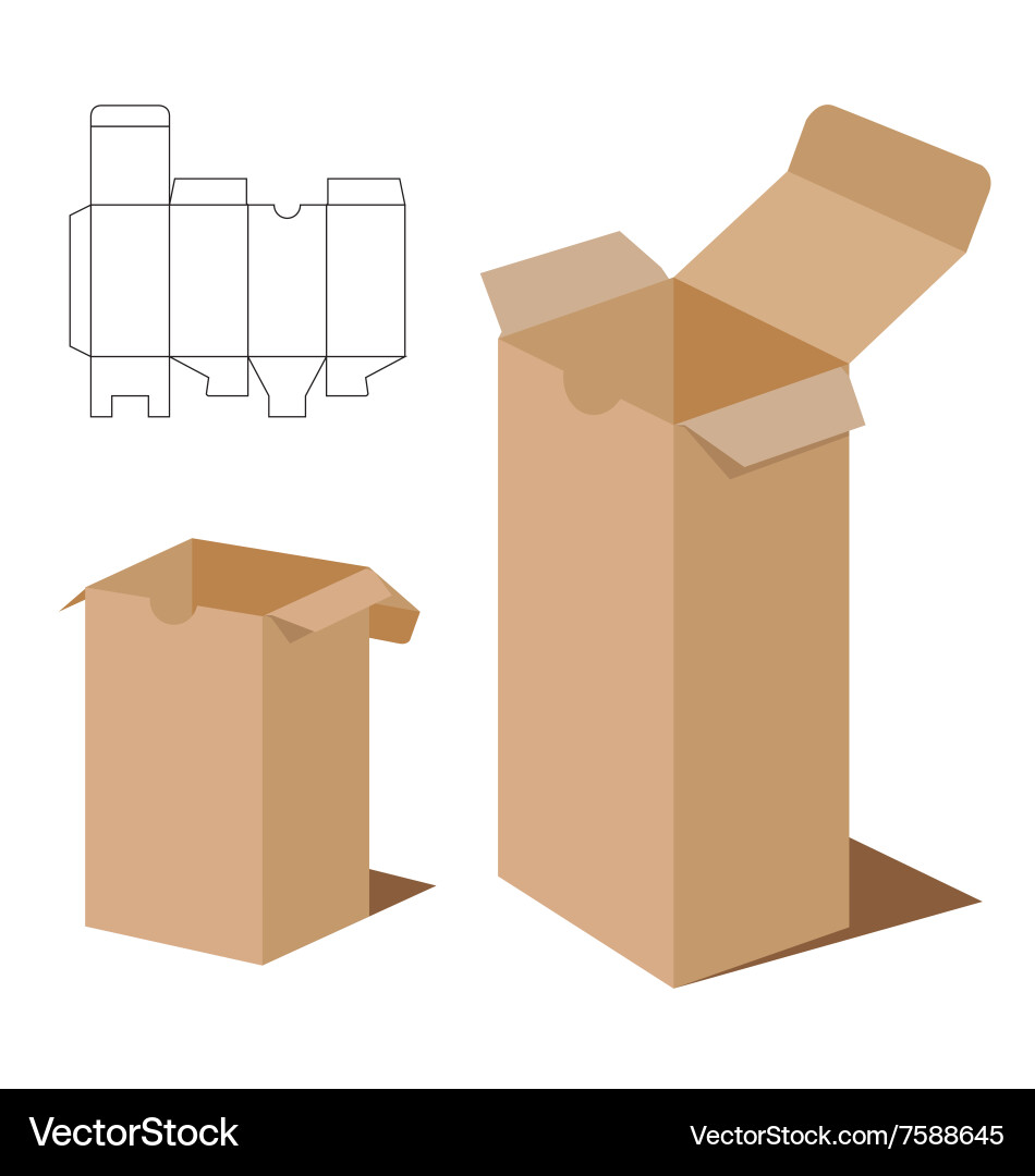 Box packaging design brown Royalty Free Vector Image