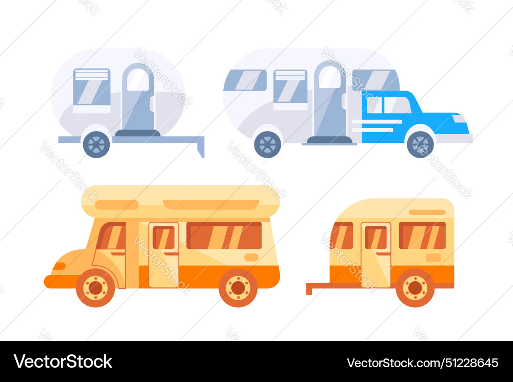 Camping truck various rv or house trailers Vector Image