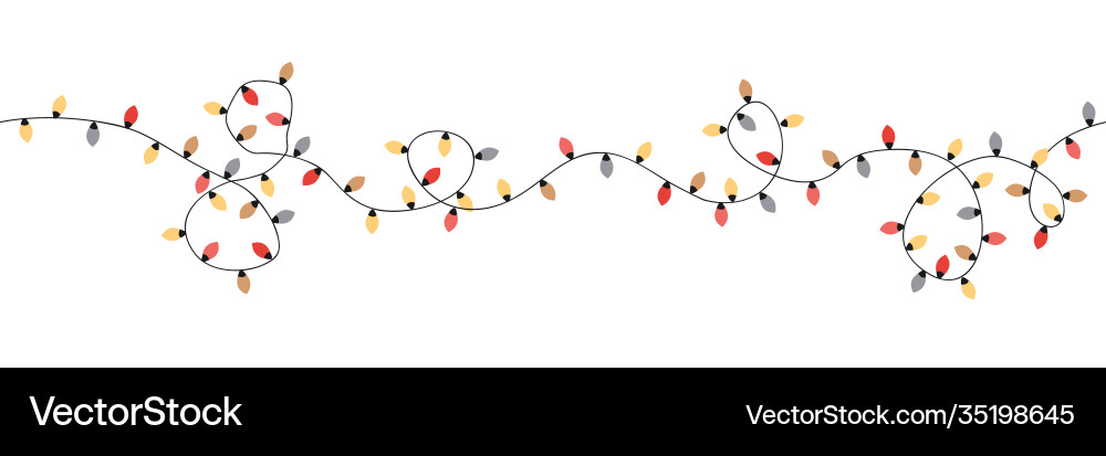 Christmas string lights seamless border Royalty Free Vector