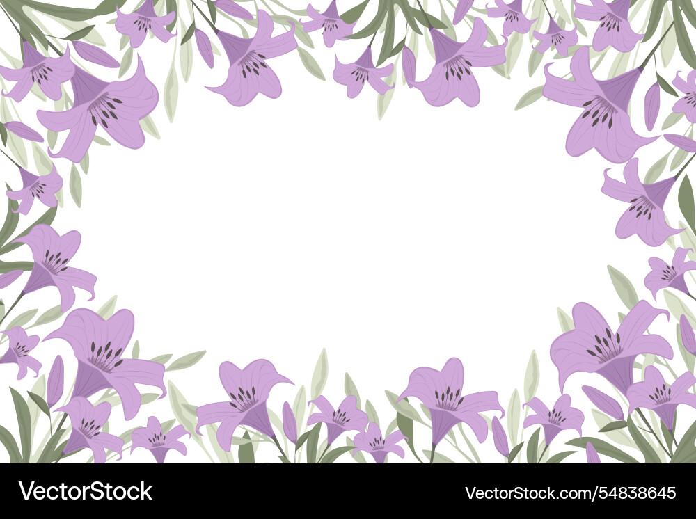 Floral background with lilies frame lily Vector Image