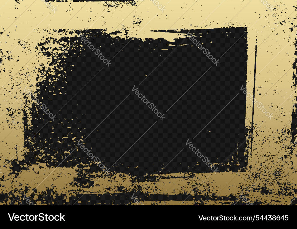Grunge gold frame with vintage border on textured Vector Image