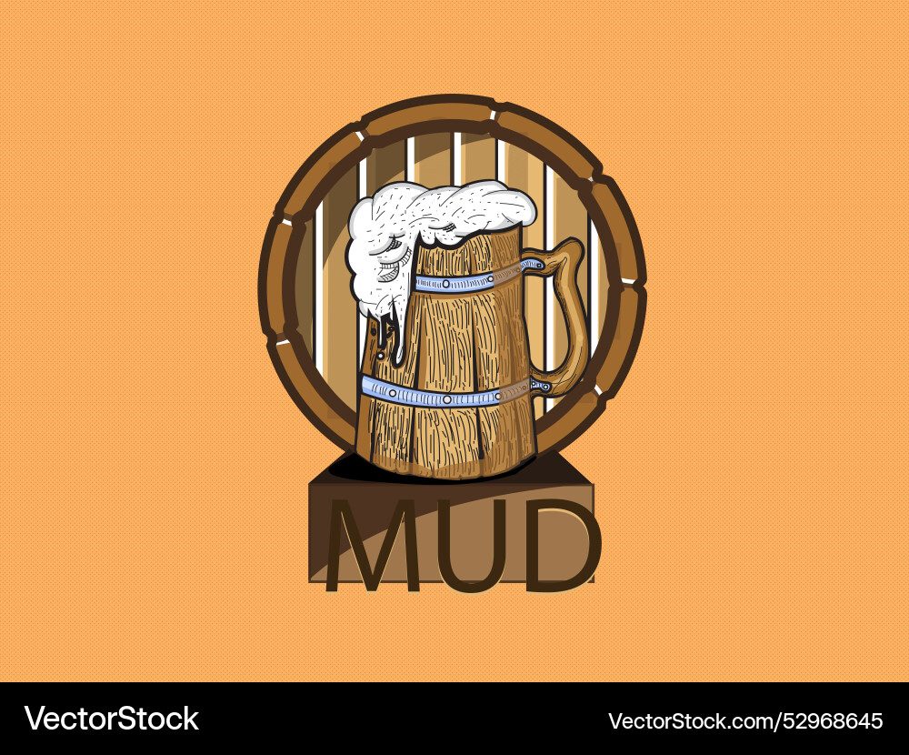 Mud emblem logo beer mug with some Royalty Free Vector Image