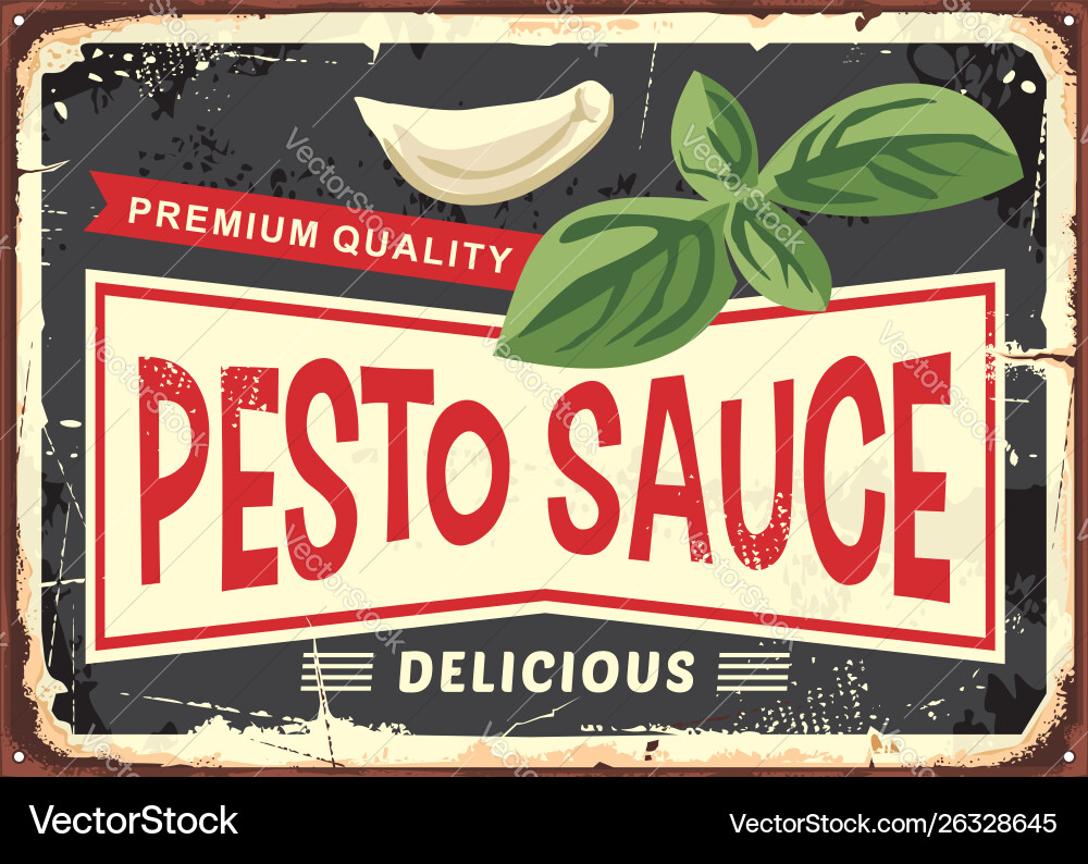 Pesto sauce vintage sign Royalty Free Vector Image