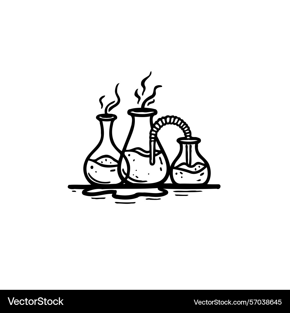 Science experiment doodle style featuring flasks Vector Image